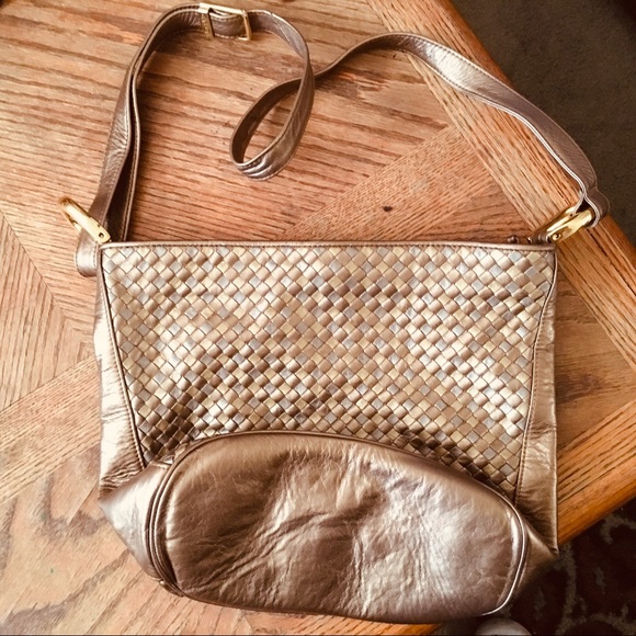 Ganson | Bags | Ganson Vintage Metallic Basketweave Shoulder Bag | Poshmark